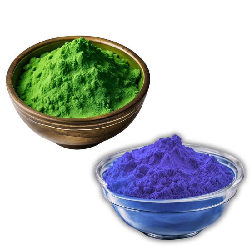 Organic & Herbal Holi Gulal Color Pack Of 2 X 300gm - Green + Purple ...