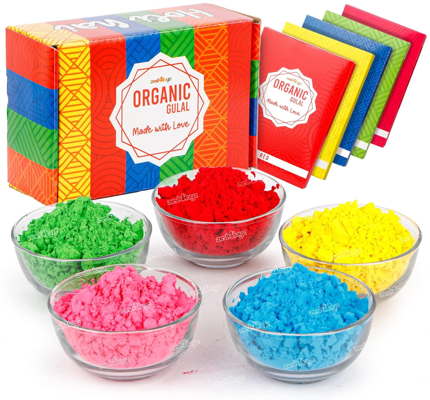 Organic Herbal Holi Gulal Combo - Pack Of 5, Red, Blue, Green, Pink ...