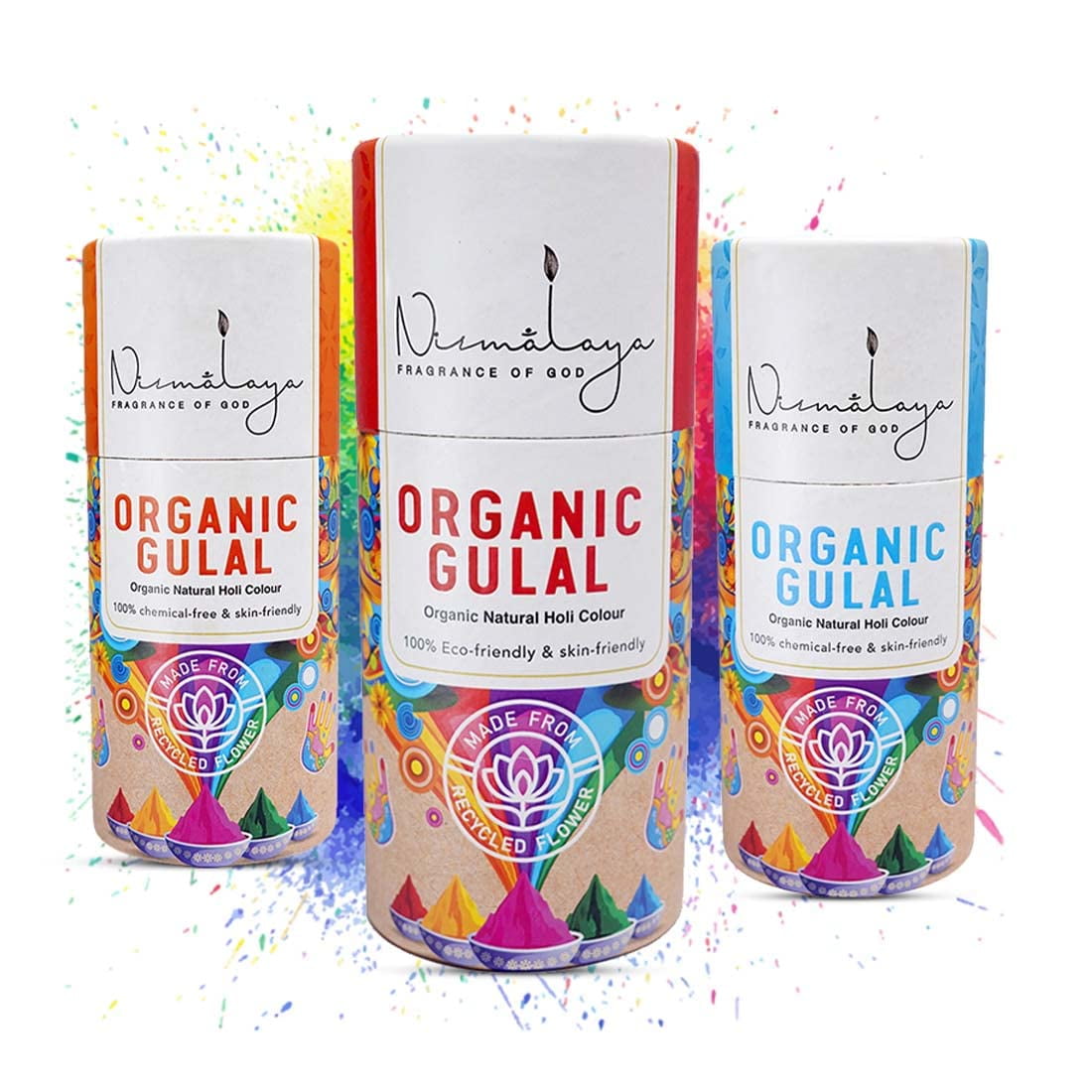 Organic Herbal Holi Gulal Powder - Pack Of 3 X 100gm, Blue, Red ...