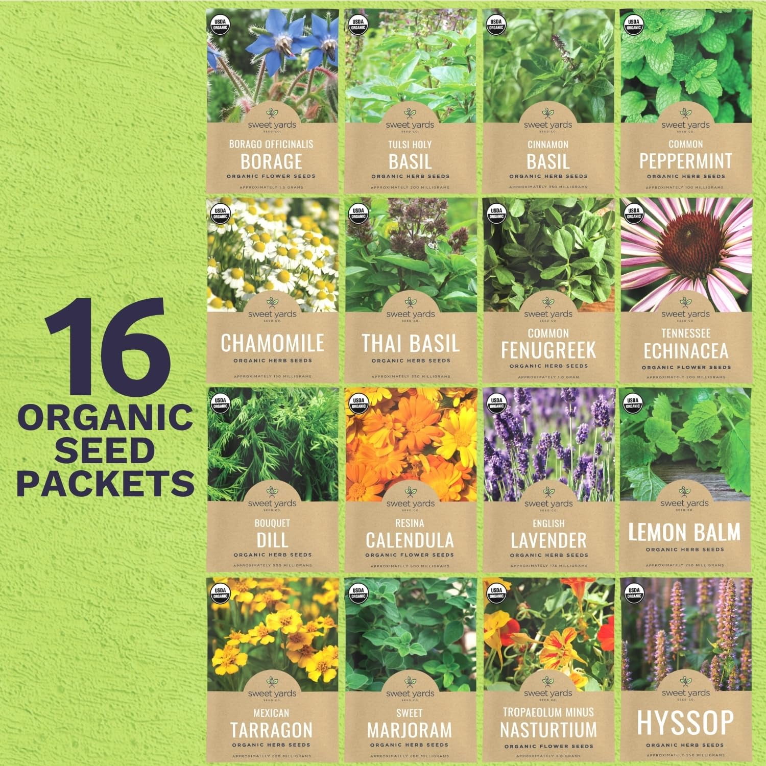 Organic Herbal Tea Seeds Variety Pack - H2FSD16 Individual Packs - 2025 ...