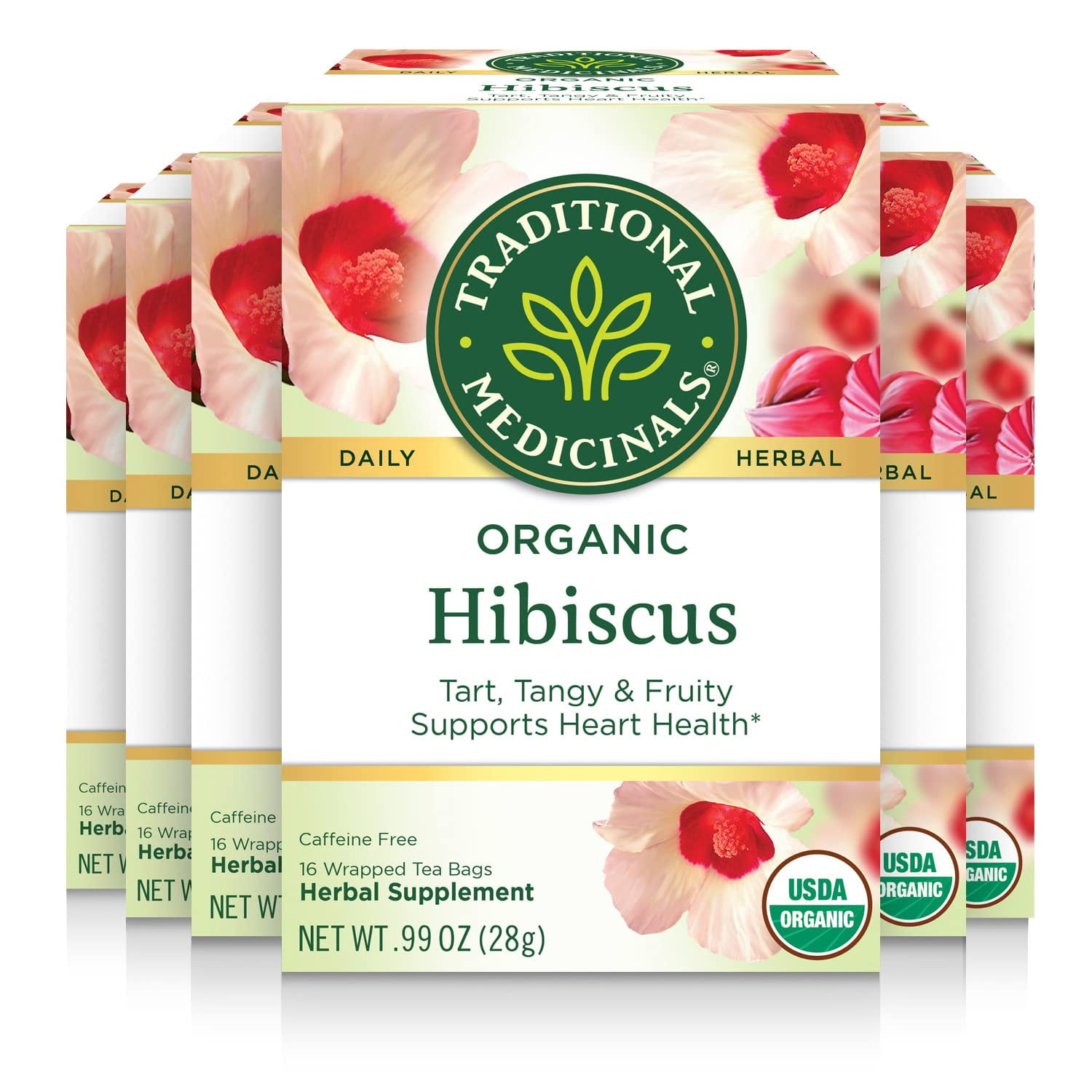 Organic Hibiscus Herbal Tea (Pack Of 6), Supports Cardiovascular Health ...