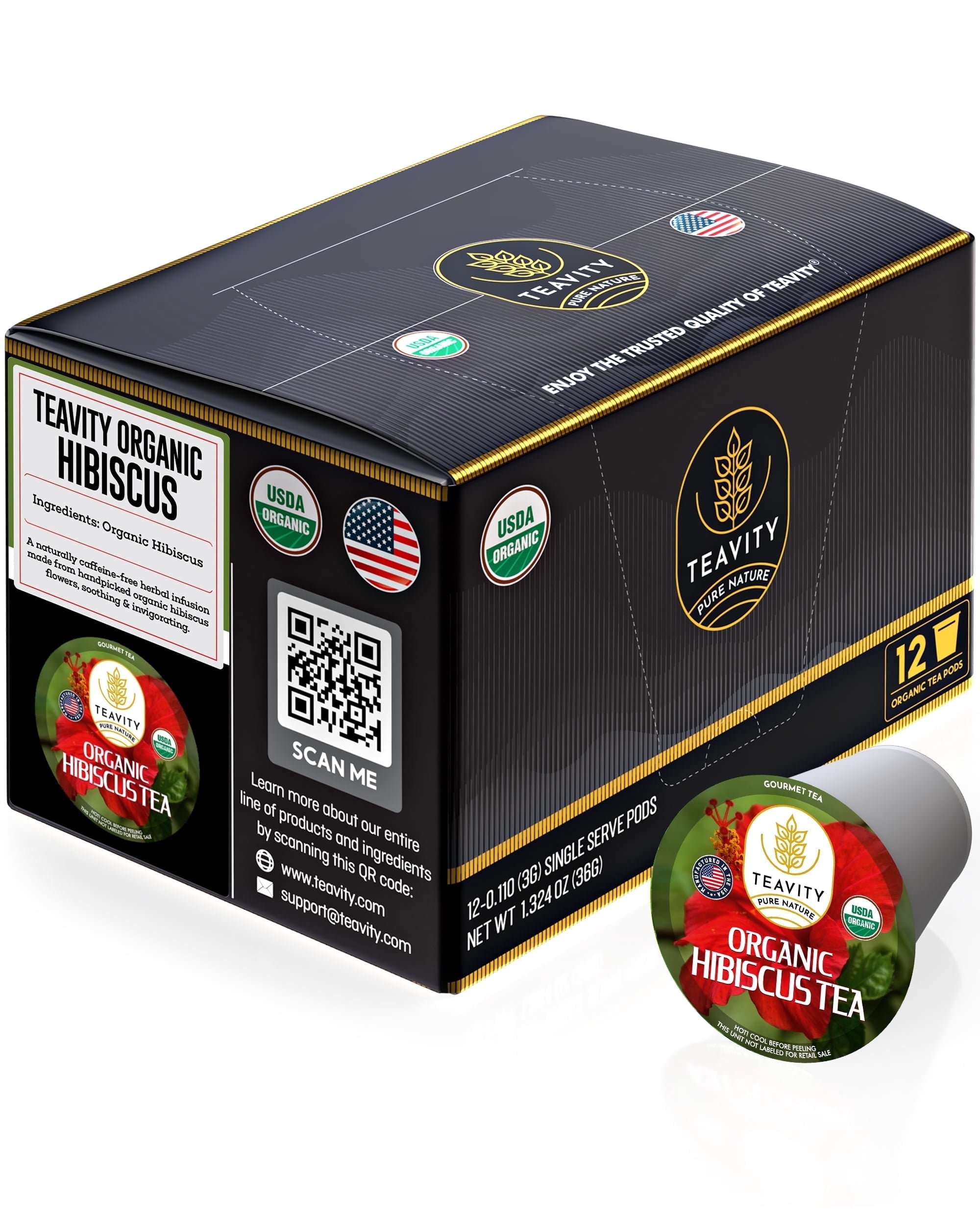 Organic Hibiscus Sabdariffa Tea Pods for Keurig Brewers by Teavity ...