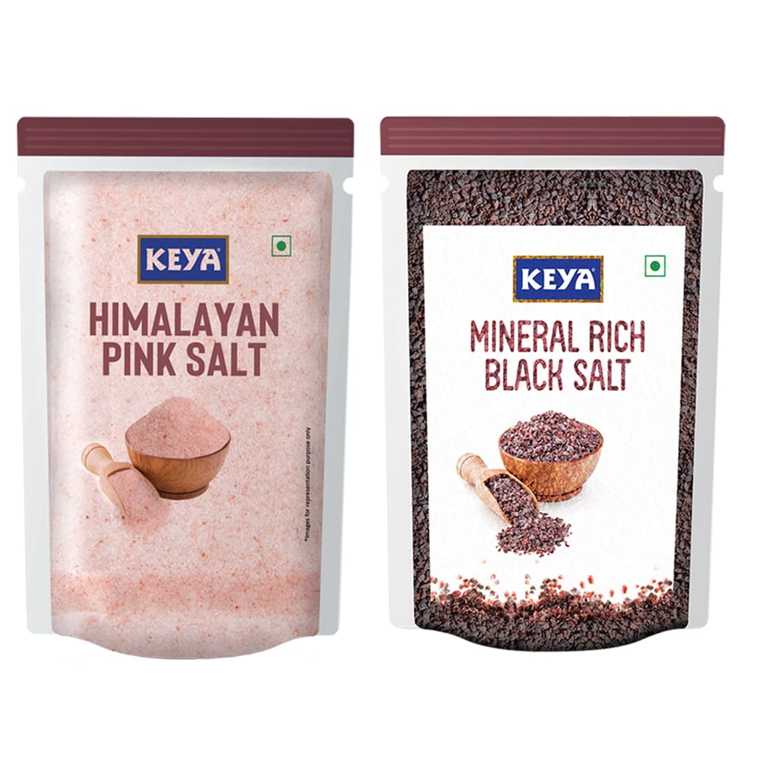 Organic Himalayan Pink Salt + Mineral Rich Black Salt By Keya 1000gm ...
