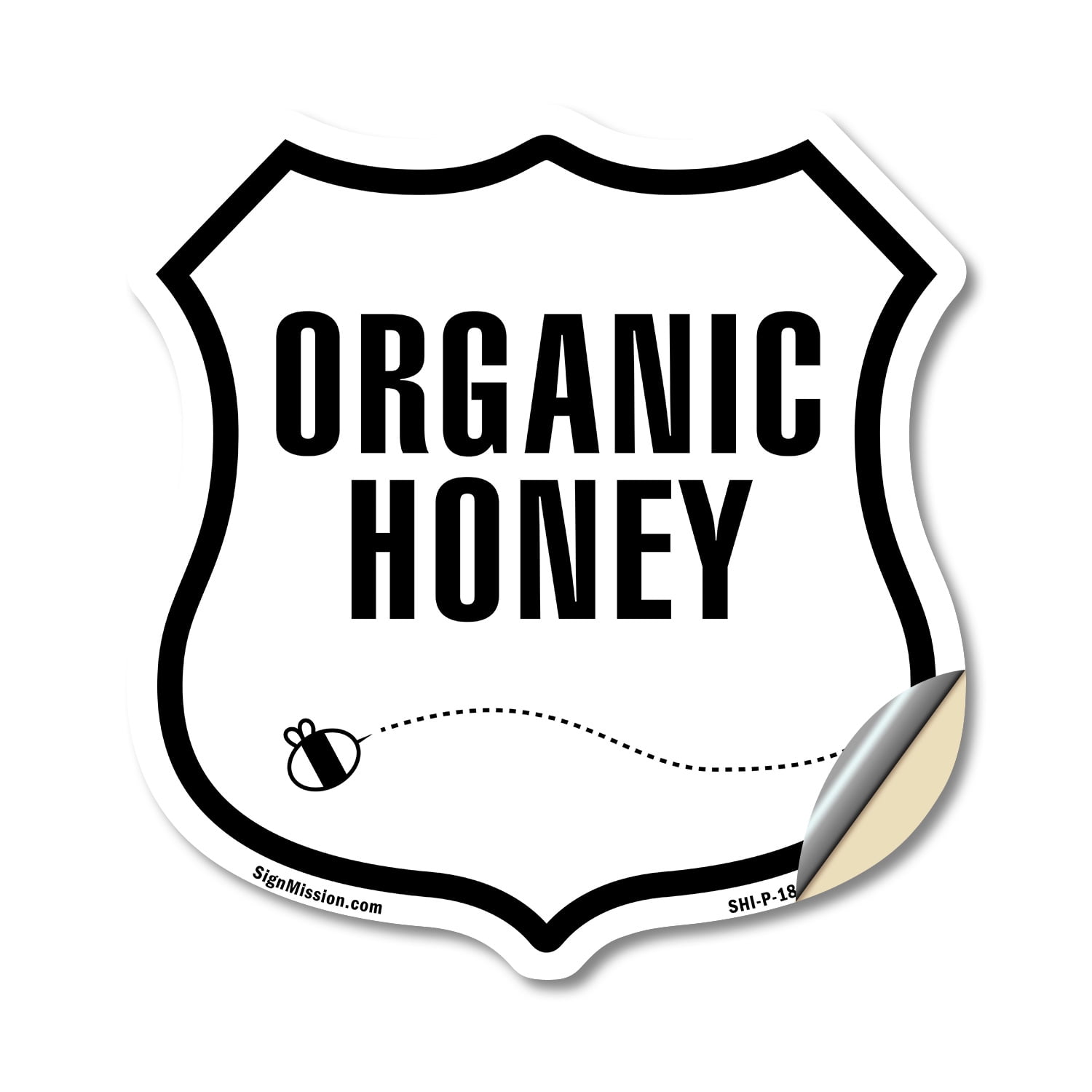 Organic Honey (5 Pack) 4 inch X 4 inch Shield Shaped Heavy Duty 3.2 mil ...