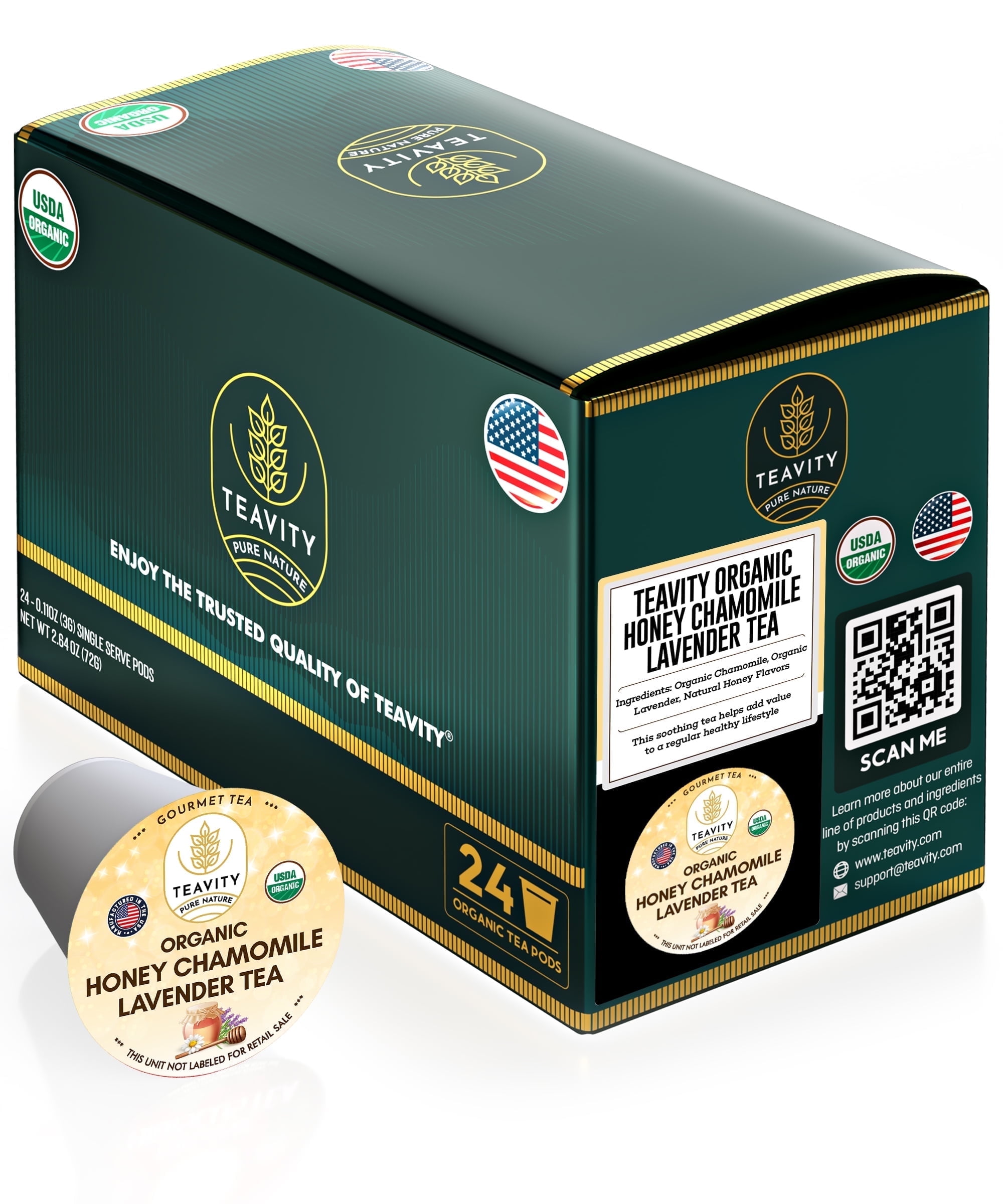 Organic Honey Chamomile Lavender Tea Pods Compatible with Keurig ...