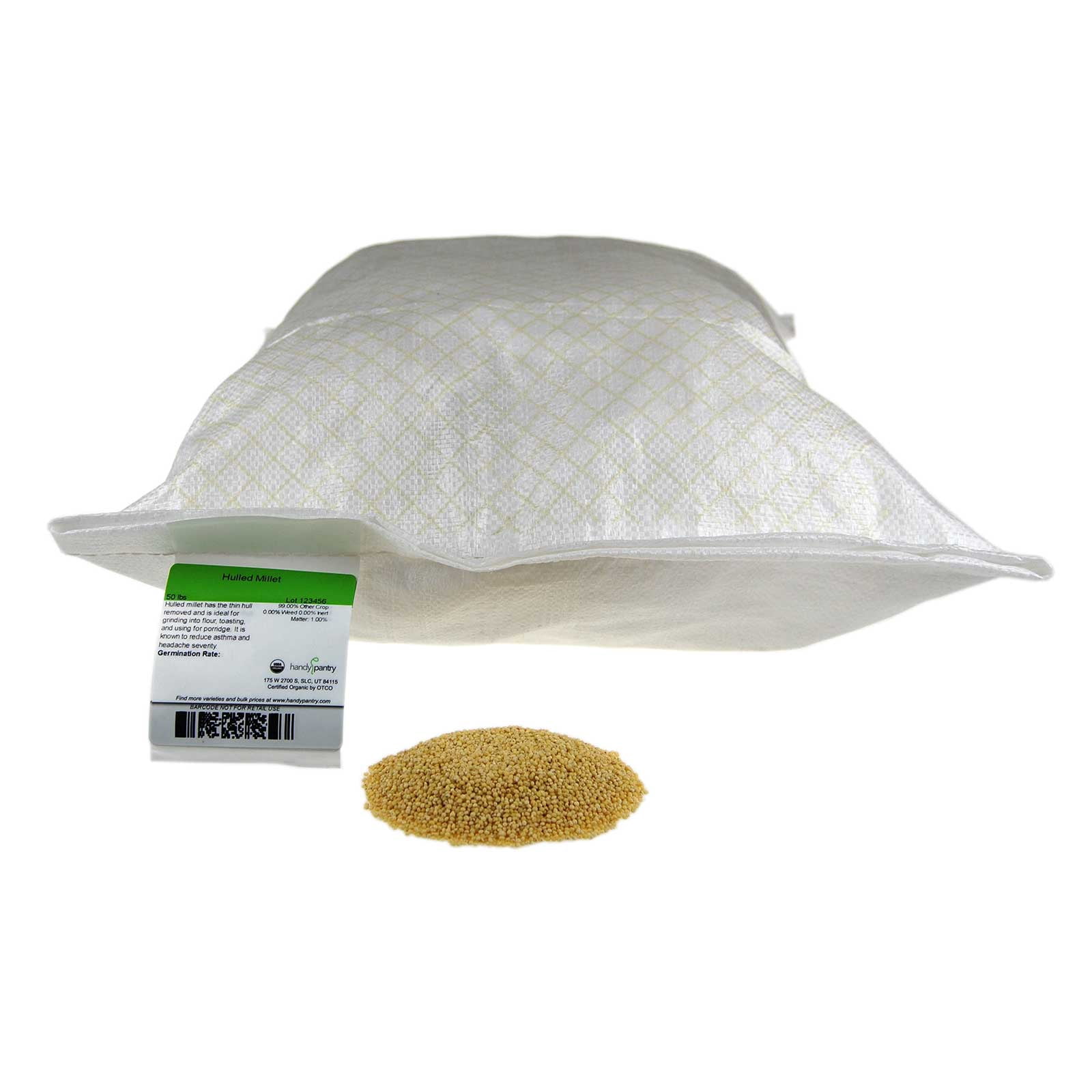 Organic Hulled (Husk Removed) Millet Seeds: 50 Lb Bulk - Non-GMO Cereal ...