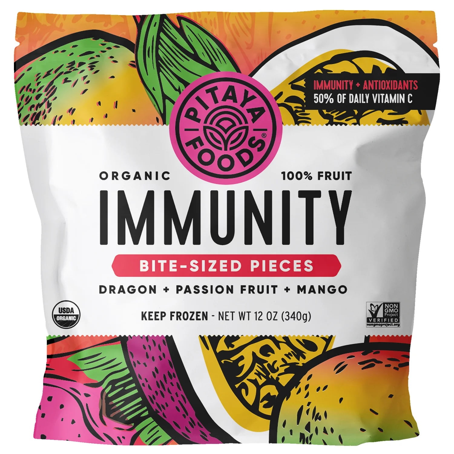 Pitaya Foods Organic Immunity Blend, Dragon Fruit, Passion Fruit, Mango ...
