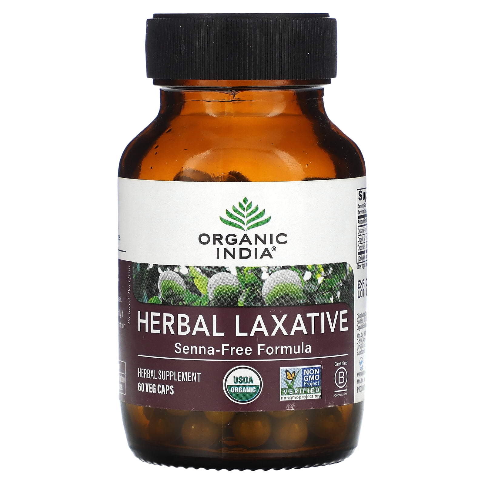 Organic India Herbal Laxative, Senna Free Formula, 60 Veg Caps HSA/FSA ...