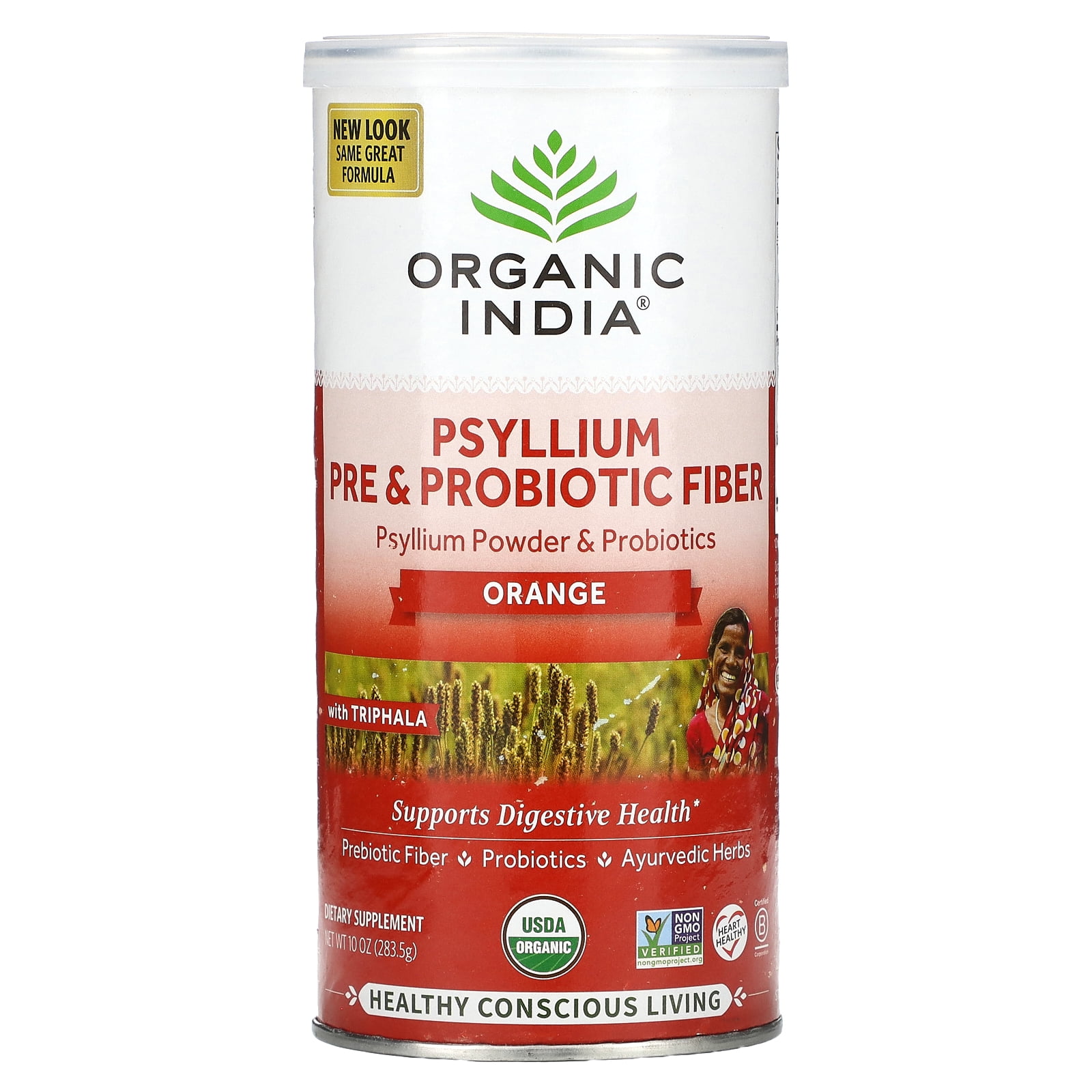 Psyllium Pre & Probiotic Fiber Orange Fruit Supplement for Gut Health ...