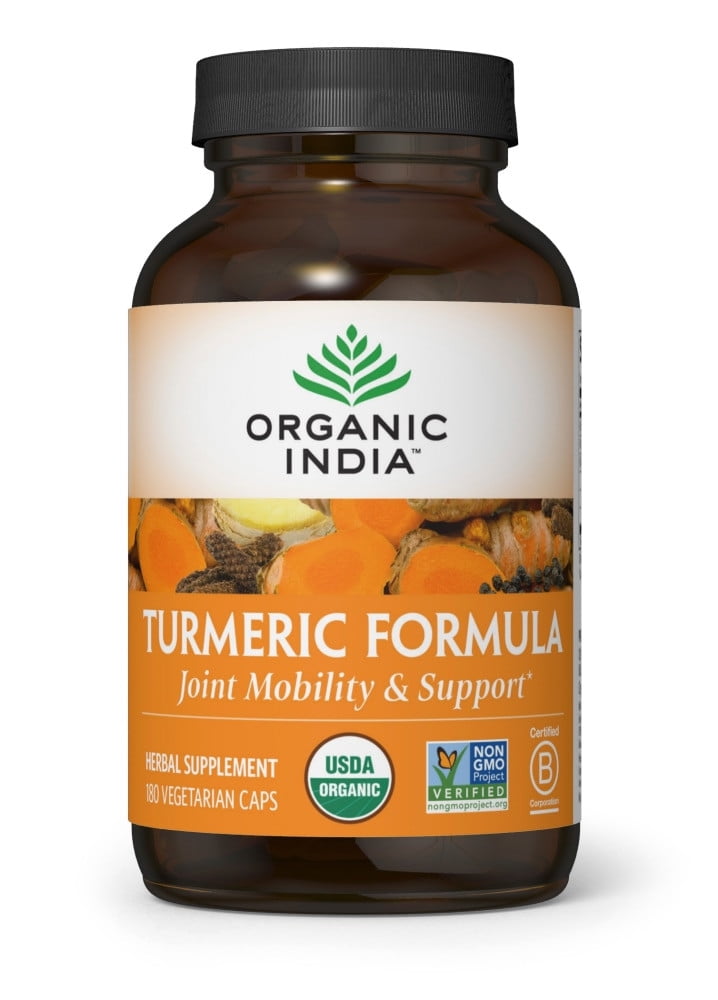 Organic India Turmeric Root Capsules Supplement -- 180 Vegetarian Caps ...