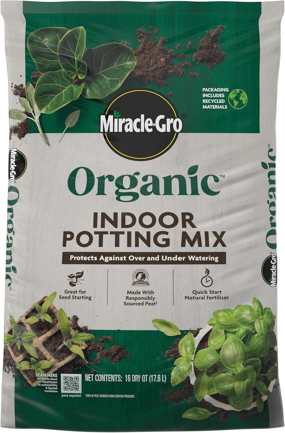 Organic Indoor Potting Mix, Protects Against Over and Under Watering ...