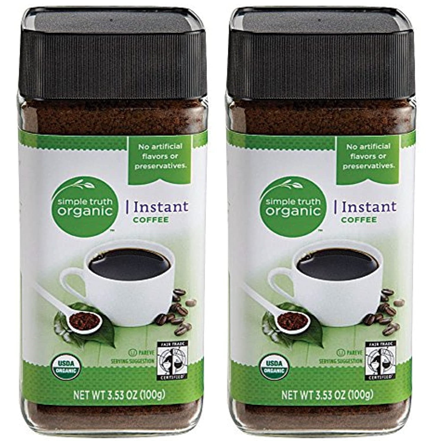 Organic Instant Coffee Two Jars NT. WT 3.53 oz. (100g) each - Walmart.com