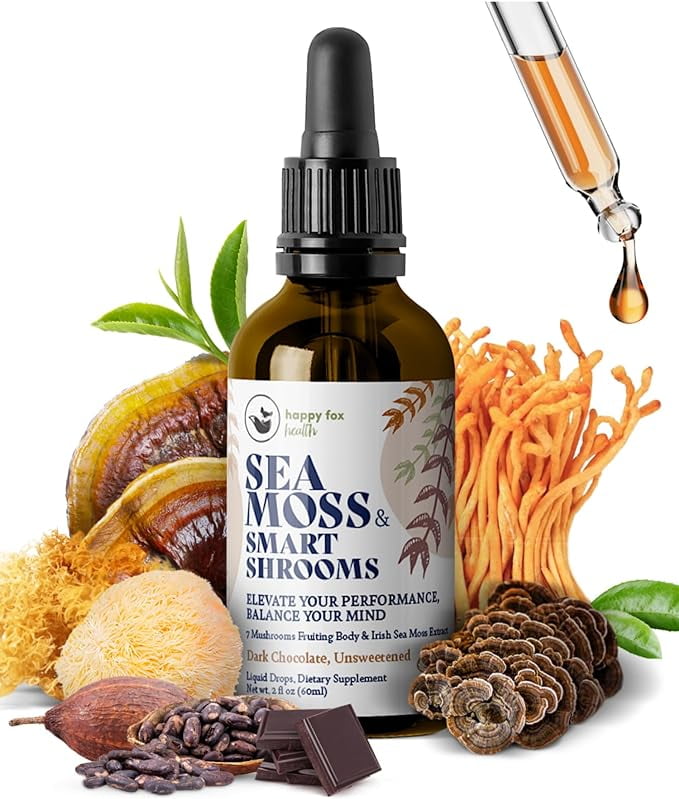 Organic Irish Sea Moss Liquid Drops & Mushroom Tincture Seamoss & 7 ...