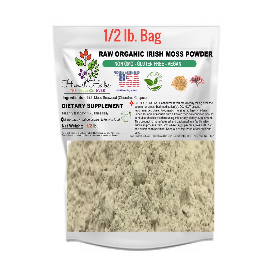 Organic Irish Sea Moss Powder - Chondrus Crispus - Raw, Vegan, Non GMO ...