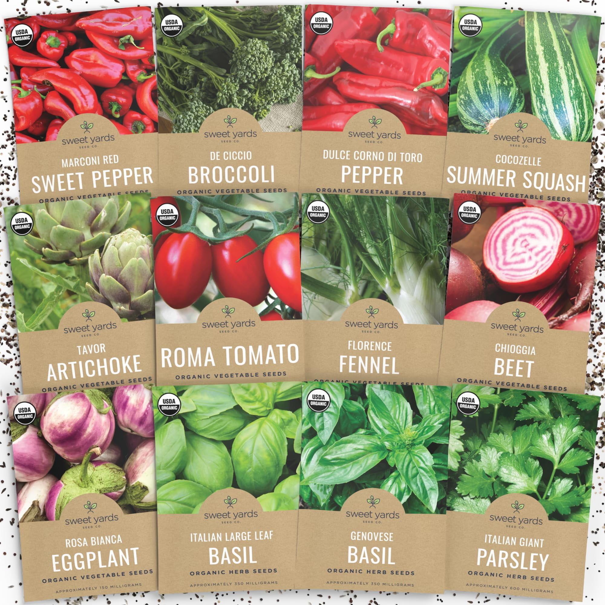 Organic Italian Garden Seeds Variety Pack MVR1 - 12 Packs - 2025 Season ...