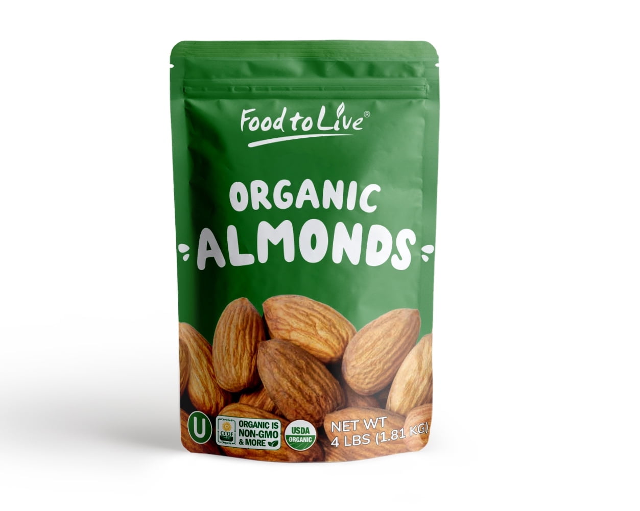 Organic Imported Raw Almonds, 4 Pounds - Non-GMO, Kosher, No Shell ...