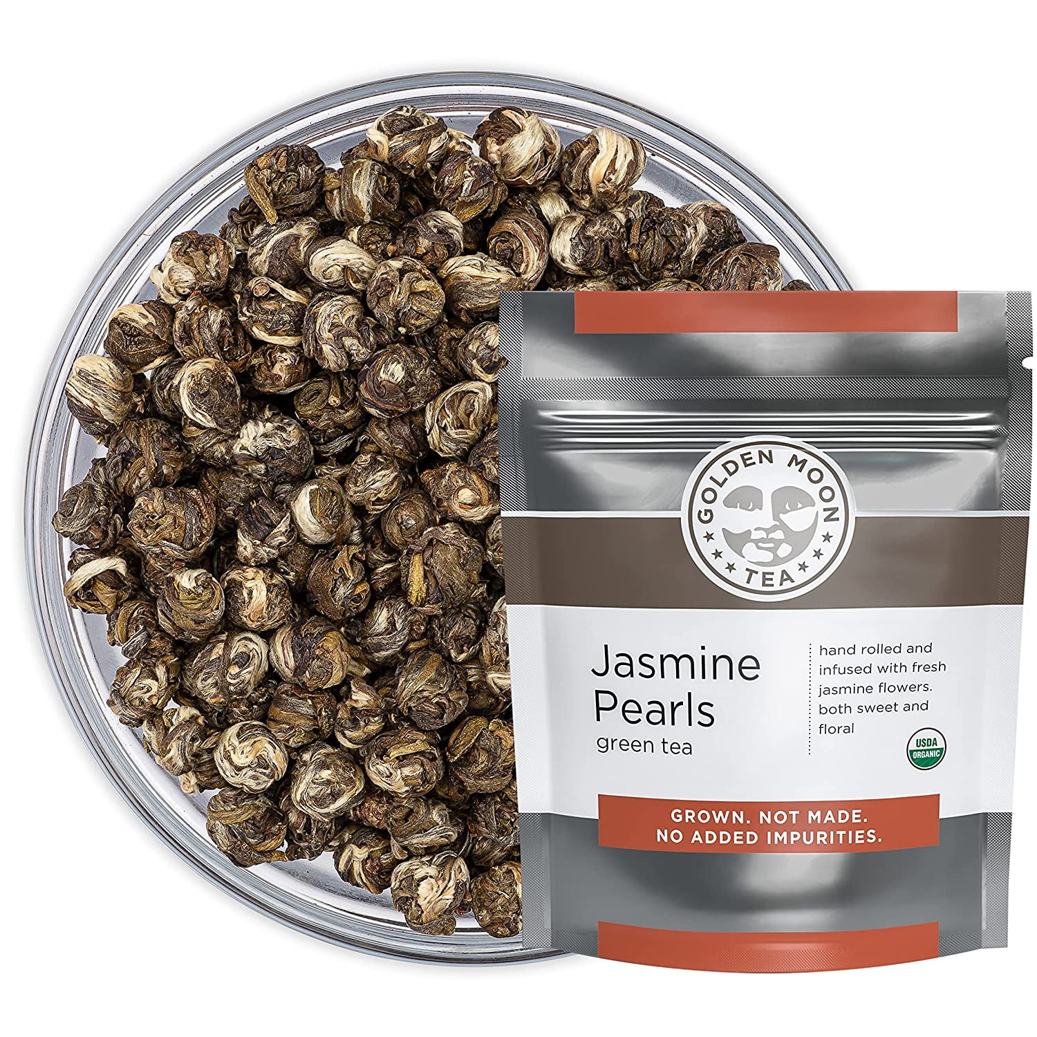 Organic Jasmine Pearls Green - Loose Leaf Dragon Pearls, Premium Grade, Non GMO - 1 Pound (192 ...