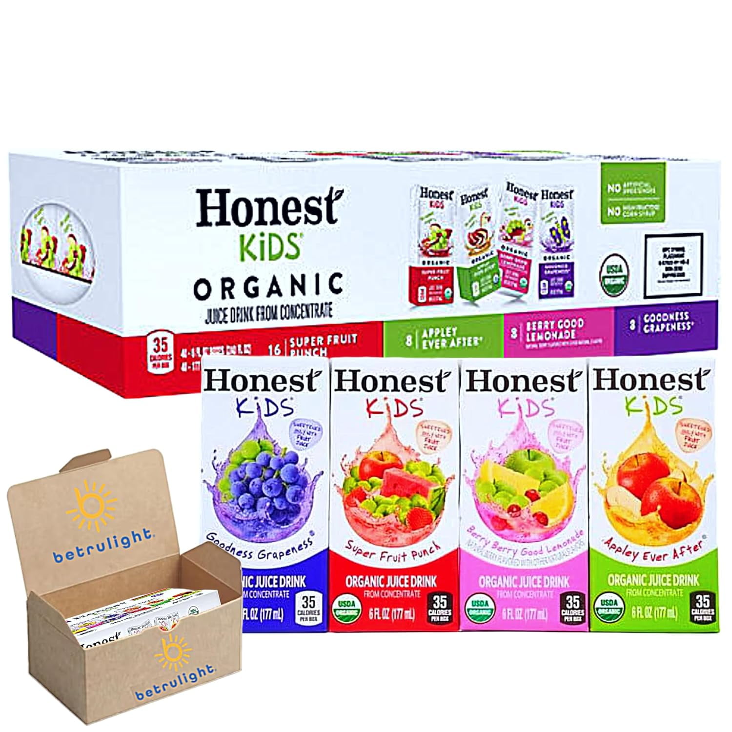 Organic Juice Boxes For Kids| Honest Kids Juice Boxes of , Berry Lemonade, Grape & Fruit Punch ...