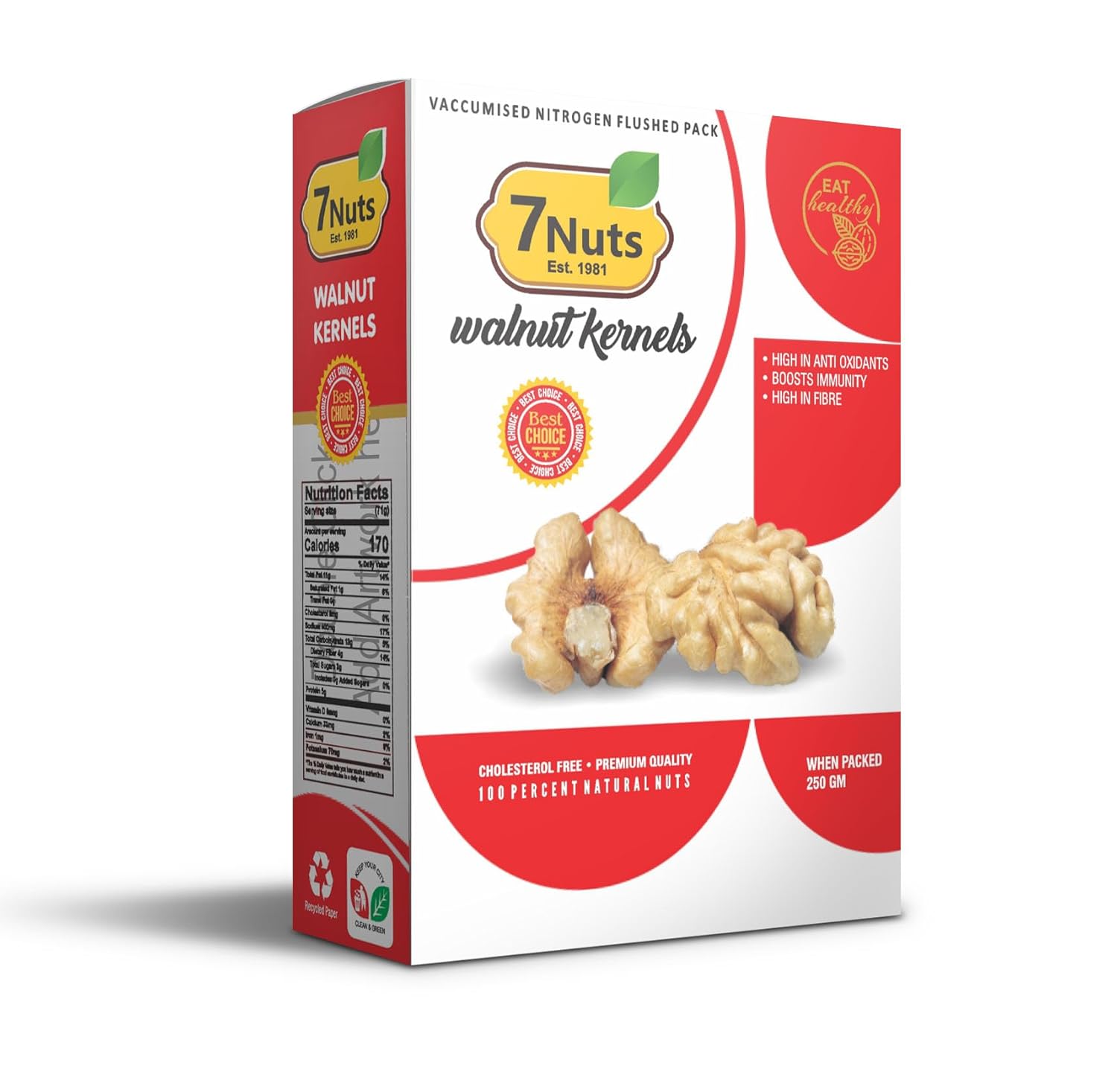 Organic Kashmiri Walnut Kernels By 7 Nuts 250gm, | Rich Flavor Nutrient Healthy Snacking Akhrot ...