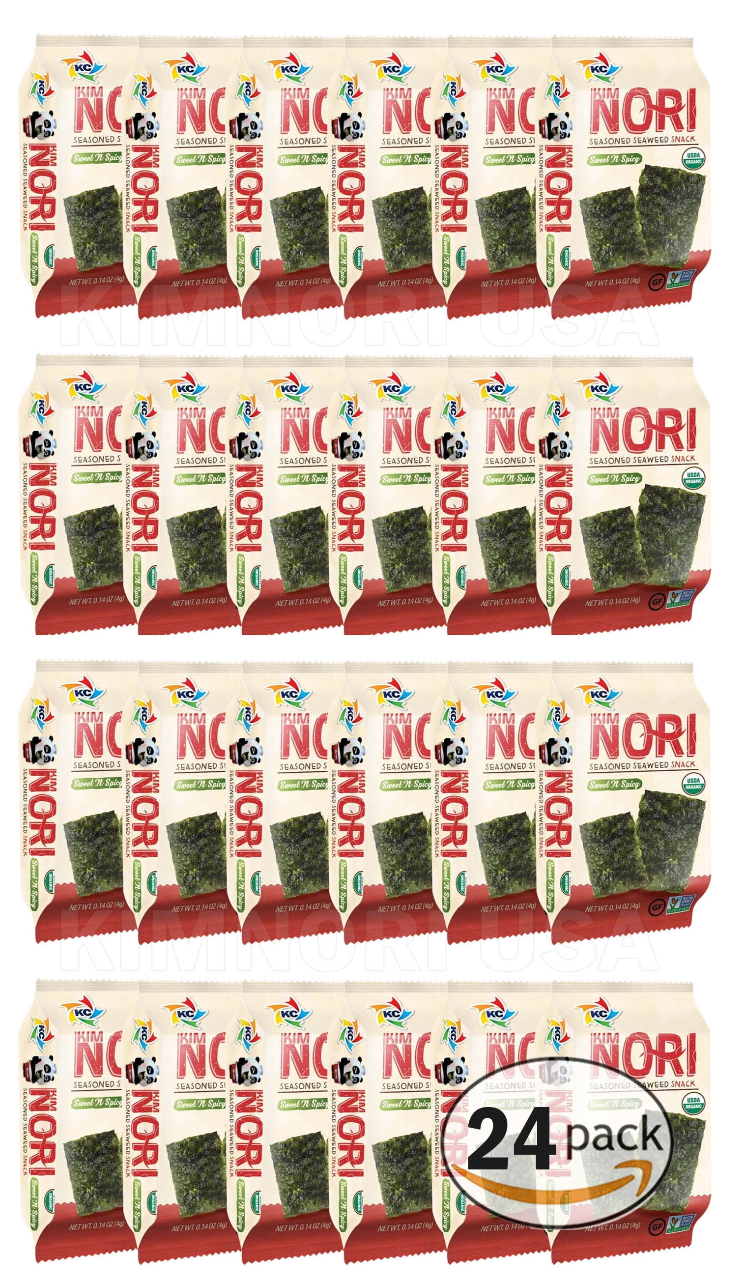 Organic Kimnori Seasoned Roasted Seaweed Snacks - 4g X 24 Pack Net 3.36 ...
