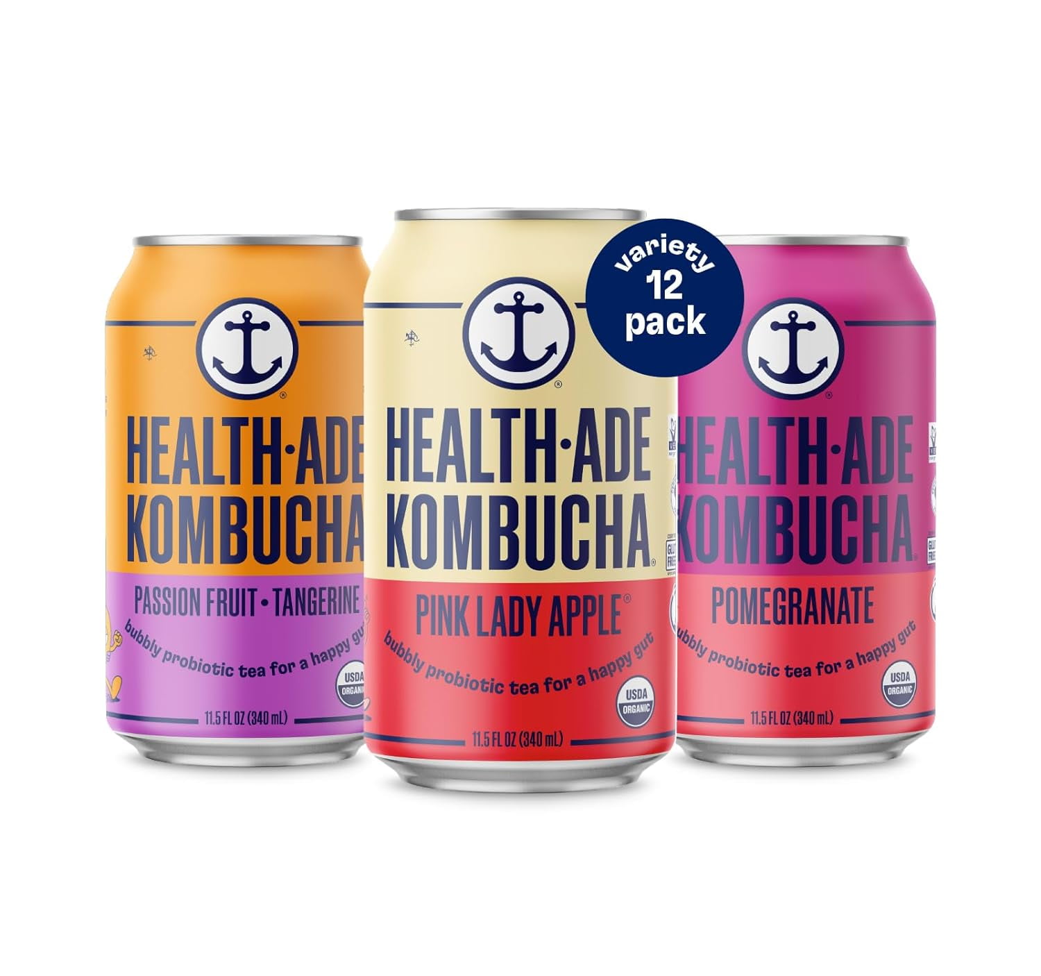 Organic Kombucha Tea, Fruity Favorites Variety Pack, 12-Pack (11.5 Fl ...