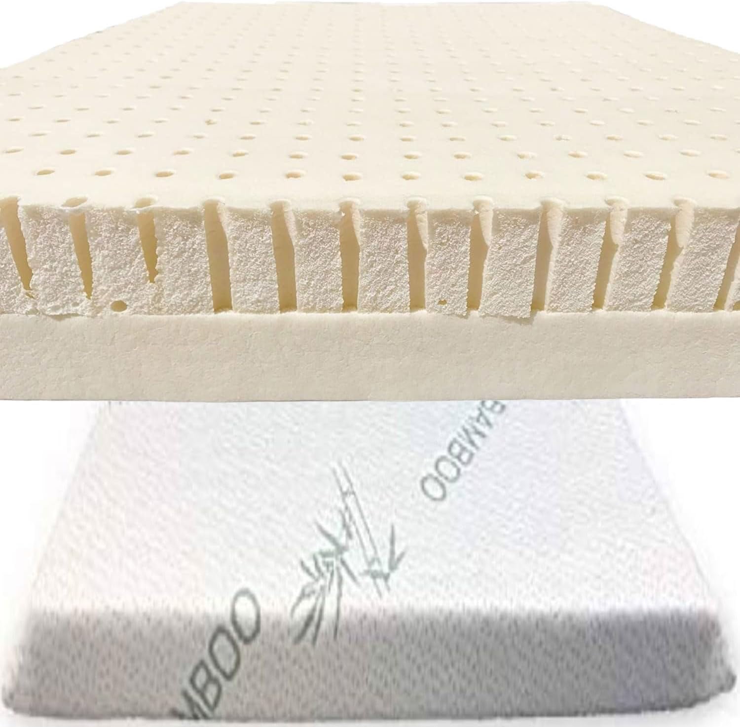 Organic Latex Mattress Topper with Rayon Fabric Cover, Dual Firmness/Dual Zone - Soft and Firm ...