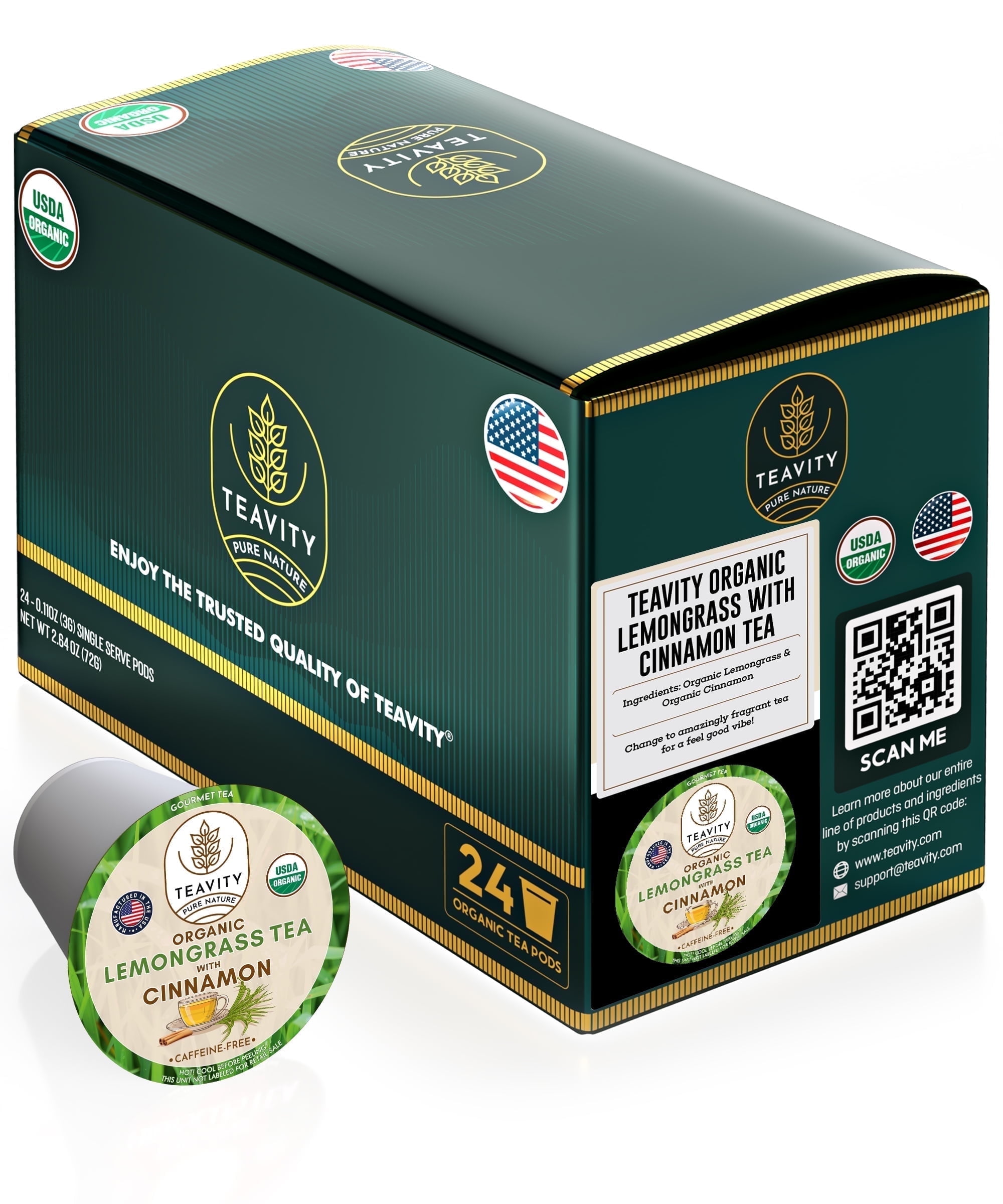 Organic Lemongrass and Cinnamon Tea Pods for Keurig Brewers by Teavity ...