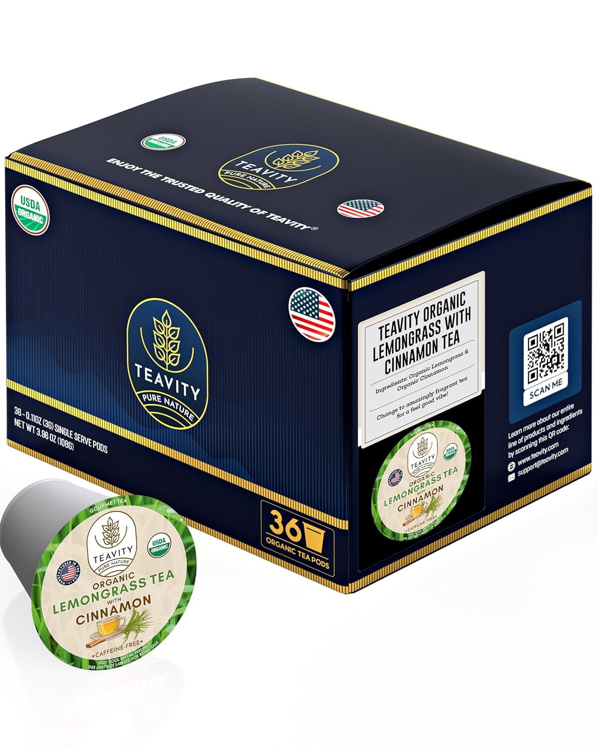 Organic Lemongrass and Cinnamon Tea Pods for - Naturally Decaffeinated ...