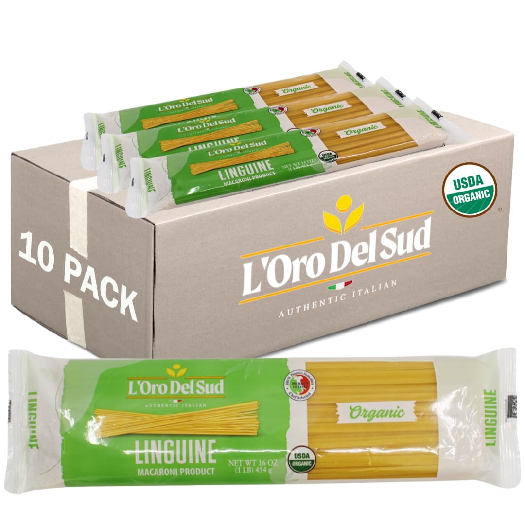 Organic Linguine,100% Durum Wheat, Italian Pasta, Product of Italy (10 pack x 16 Oz) Non GMO ...