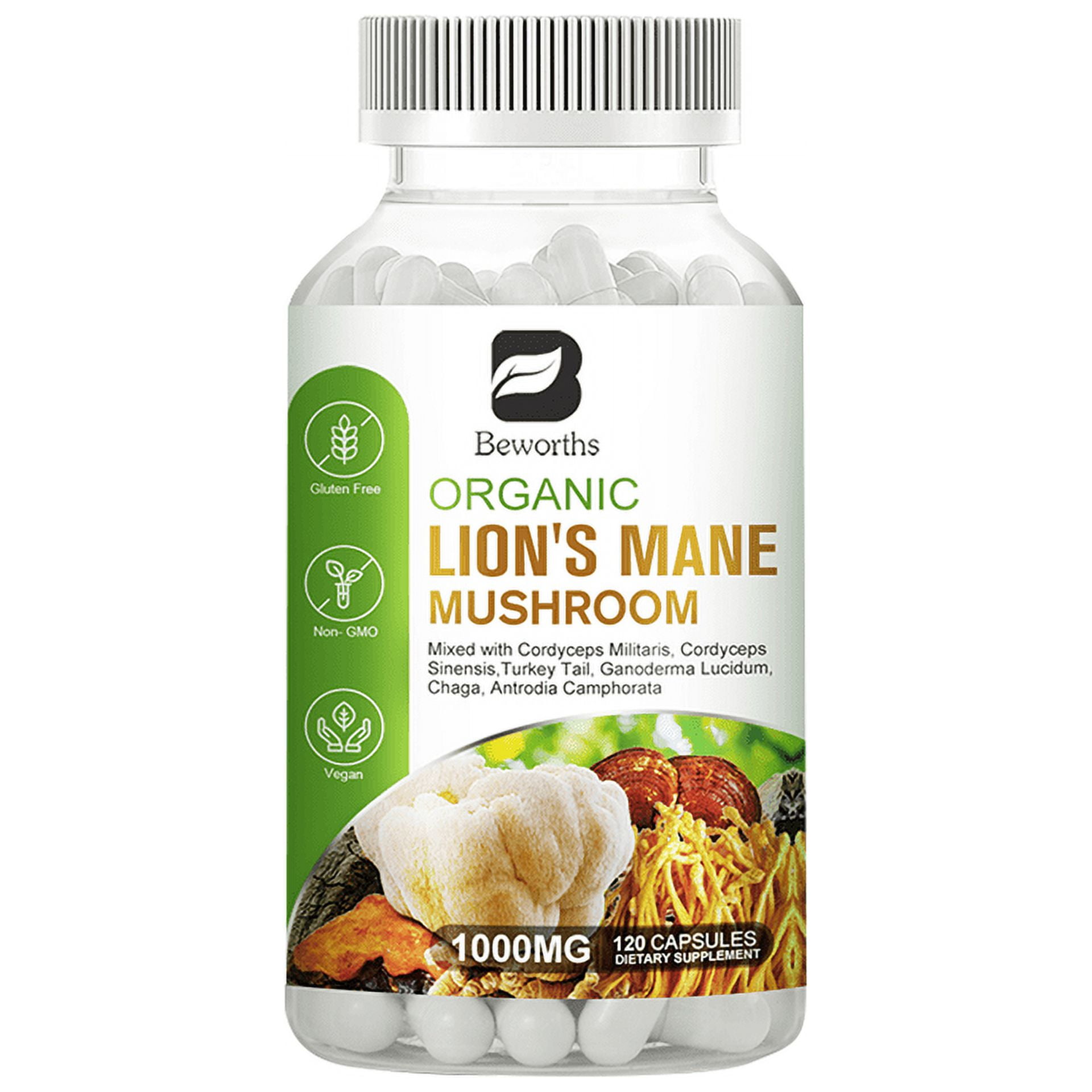 Lions Mane Mushroom Host Defense Organic Lion's Mane Mushroom Capsules ...