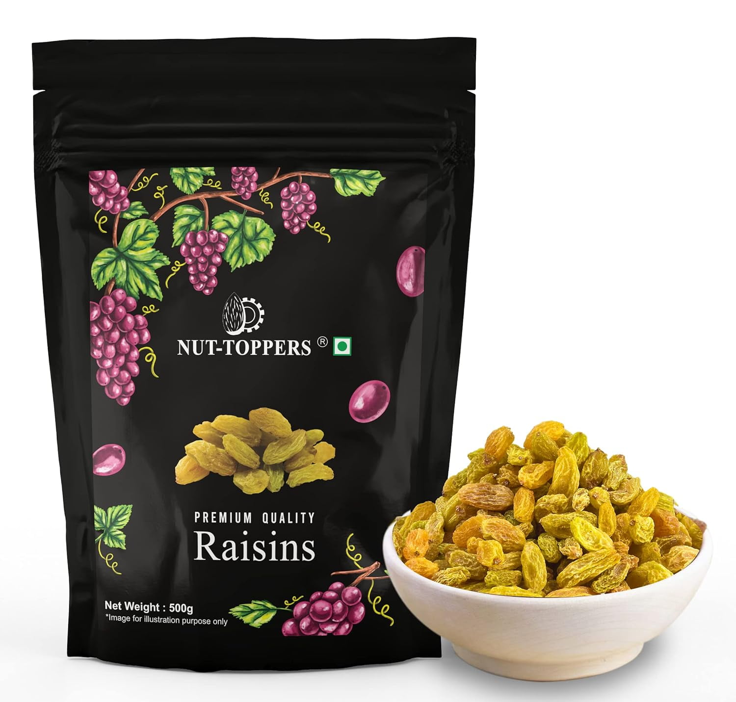 Organic Long Seedless Green Raisins By Nut Toppers 500gm, | Rich In ...