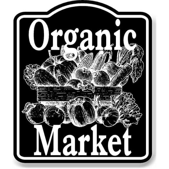 Organic Market Fruit Vegetables BLACK Aluminum Composite Sign, 20"x24 ...