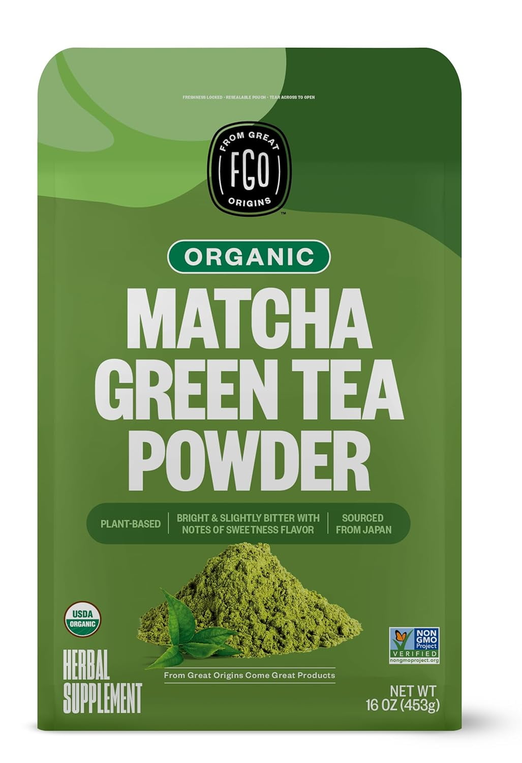 Organic Matcha Green Tea Powder, Japanese Culinary Grade, Resealable ...