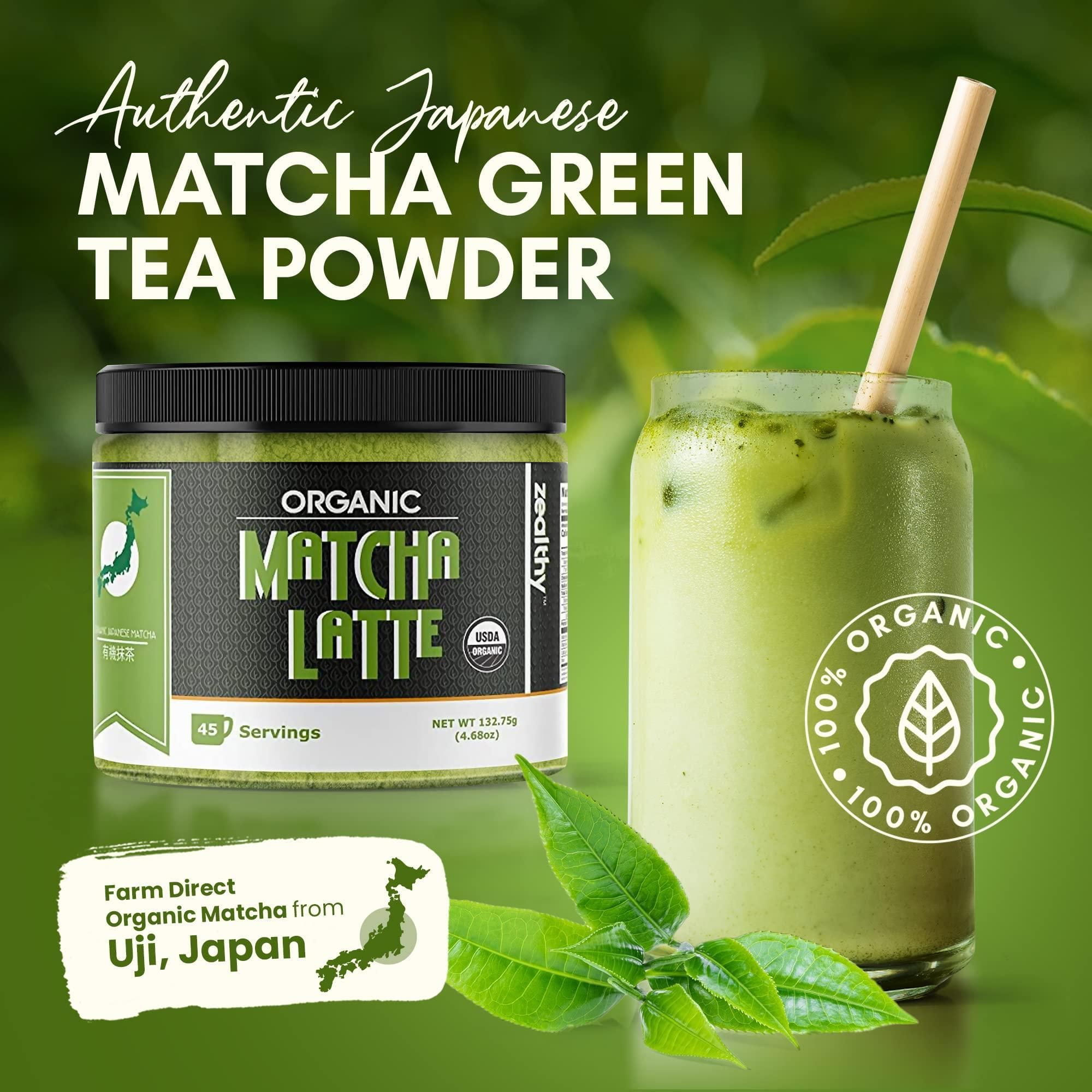 Organic Matcha Latte Powder with Ashwagandha & Maca, Natural Coconut ...