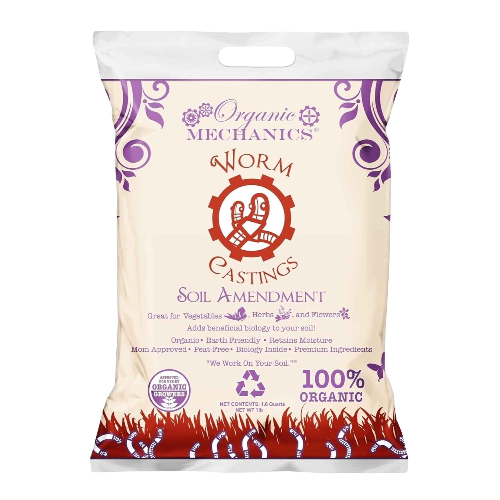 Organic Mechanics Worm Castings Soil Amendment, 1 lb - Walmart.com