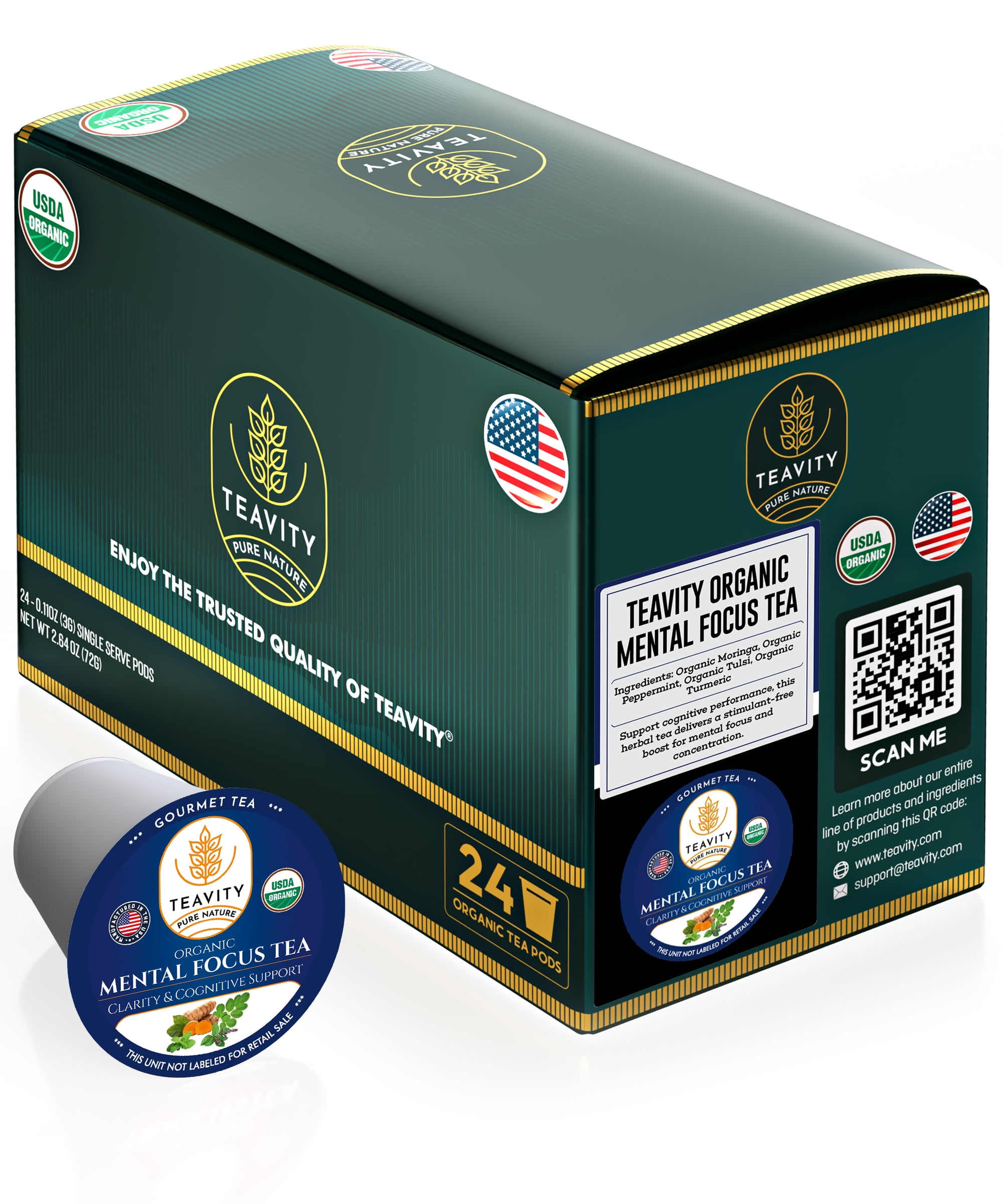 Organic Mental Focus Herbal Tea Pods Compatible with Keurig Brewers by ...