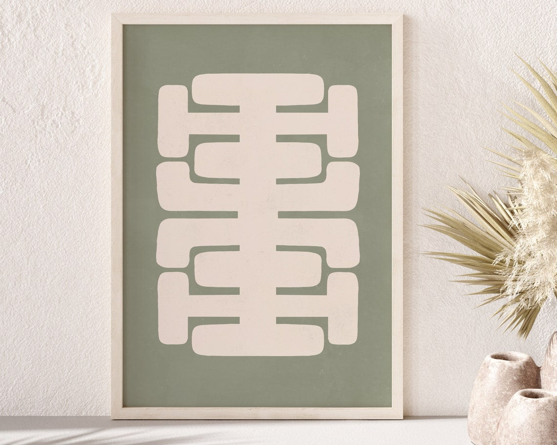 Organic Minimalist, Sage Green Print, Printable Wall Art, Minimalist ...