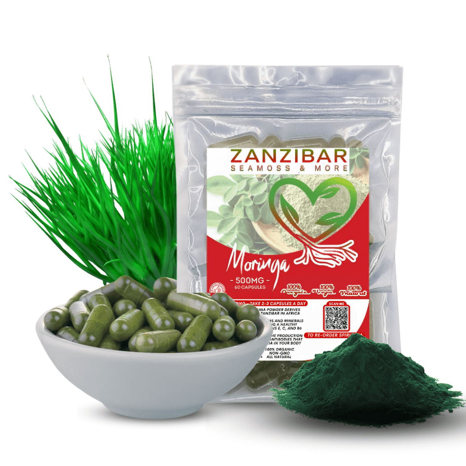 Organic Moringa Pack (60ct) (1 Month Supply) - Walmart.com