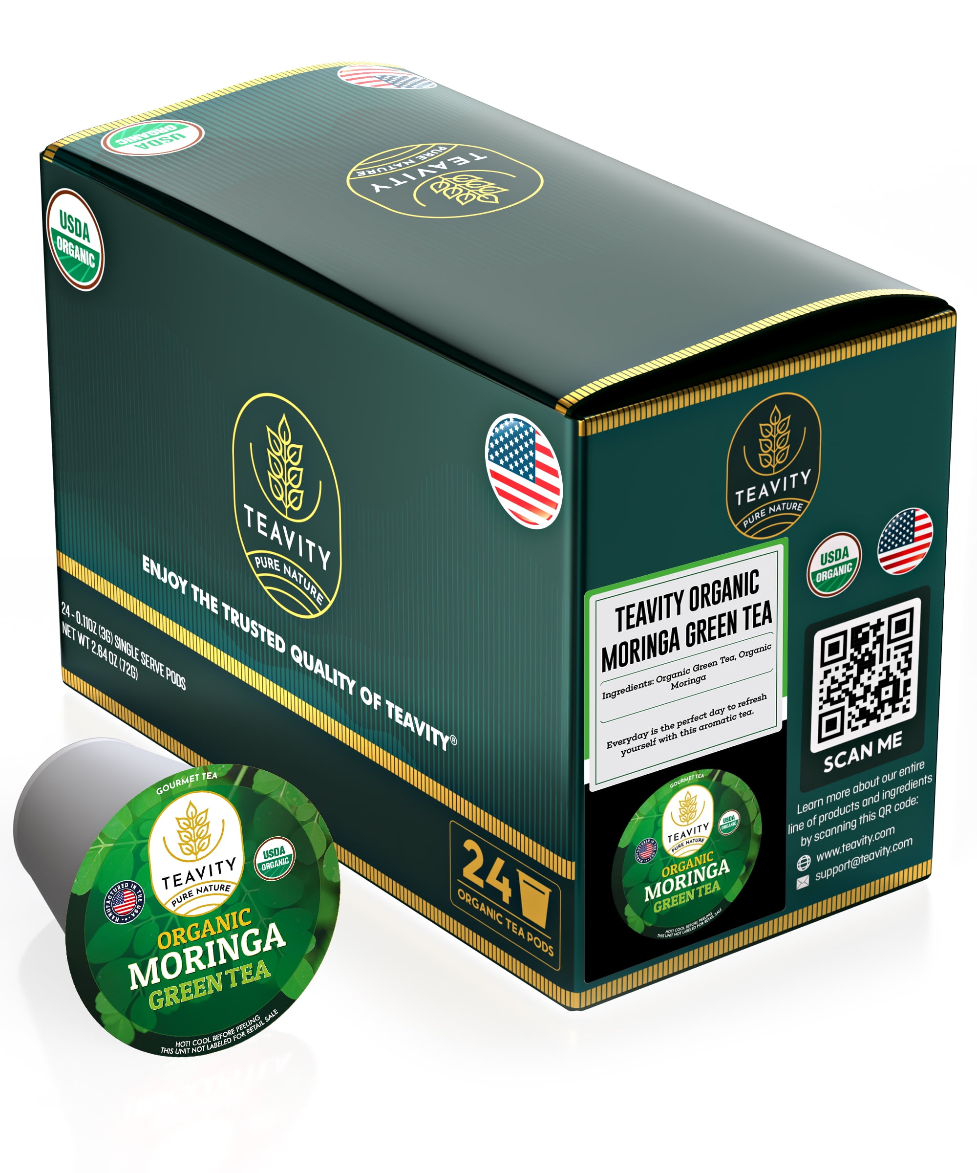 Organic Moringa and Green Tea Pods for Keurig Brewers by Teavity ...