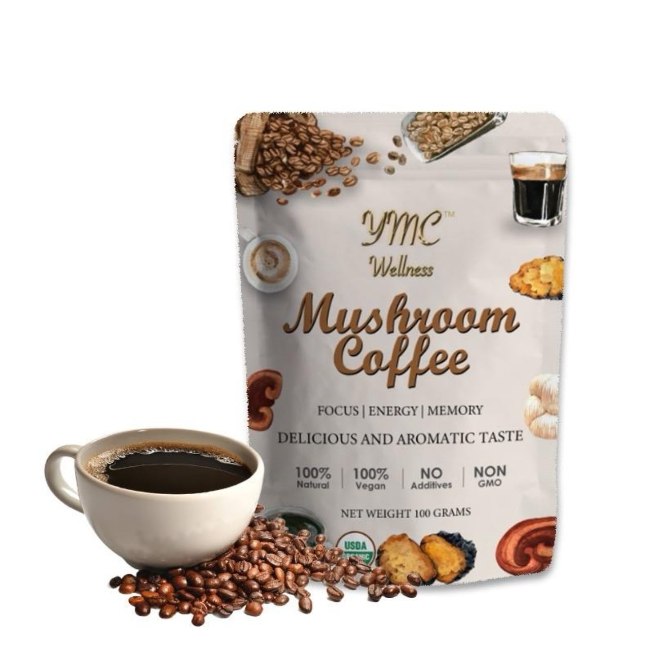 Organic Mushroom Coffee powder Dark Roast - Walmart.com