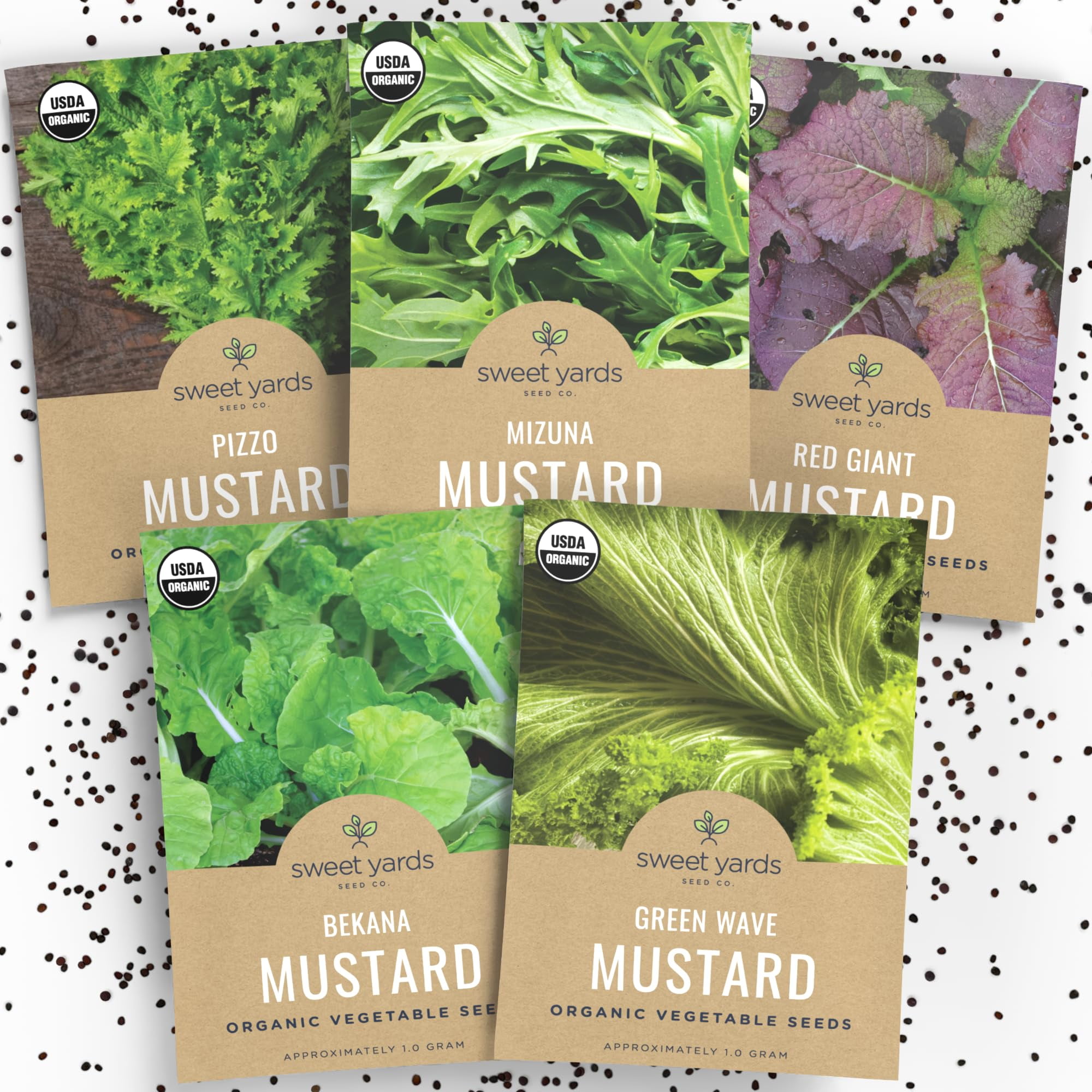 Organic Mustard Green Seeds Variety Pack BSL1 - 5 Individual Packs ...