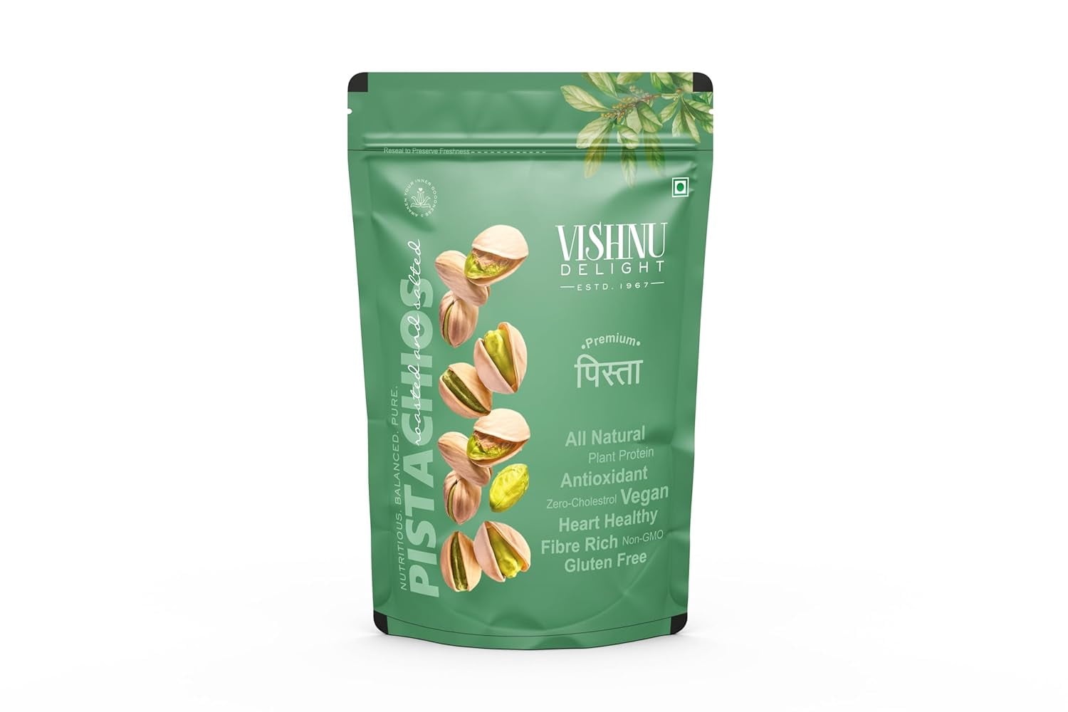 Organic Natural Roasted & Salted Pistachios By Vishnu Delight 250gm ...