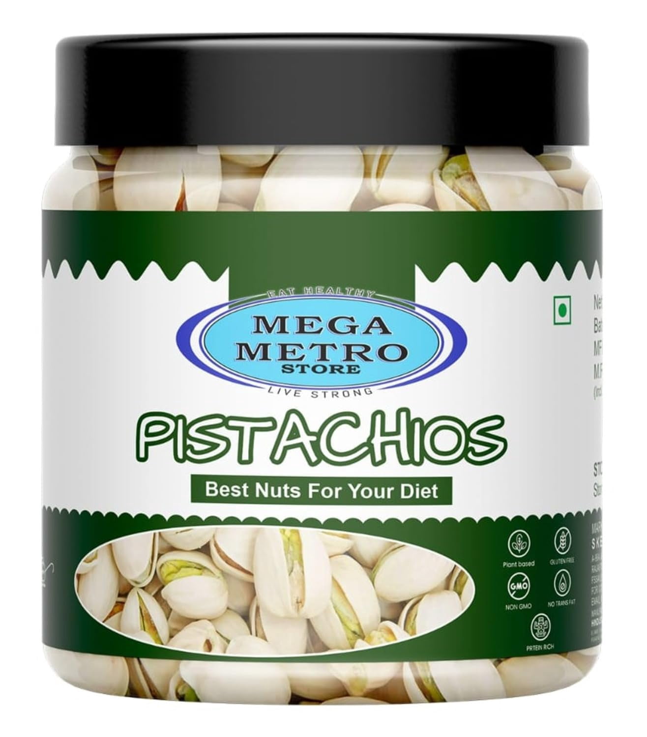Organic Natural Shelled Pistachios By Mega Metro Store 250gm, | Rich In ...