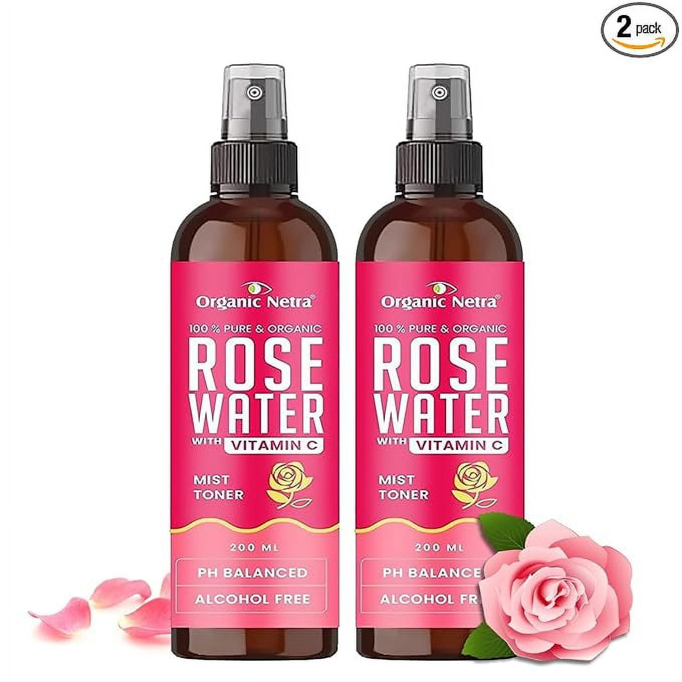 Organic Netra Pure Rose Water Face Toner with Vitamin C,Helps to ...