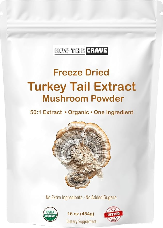 Organic Non-GMO Freeze Dried Turkey Tail Mushroom Powder 50:1 Extract ...