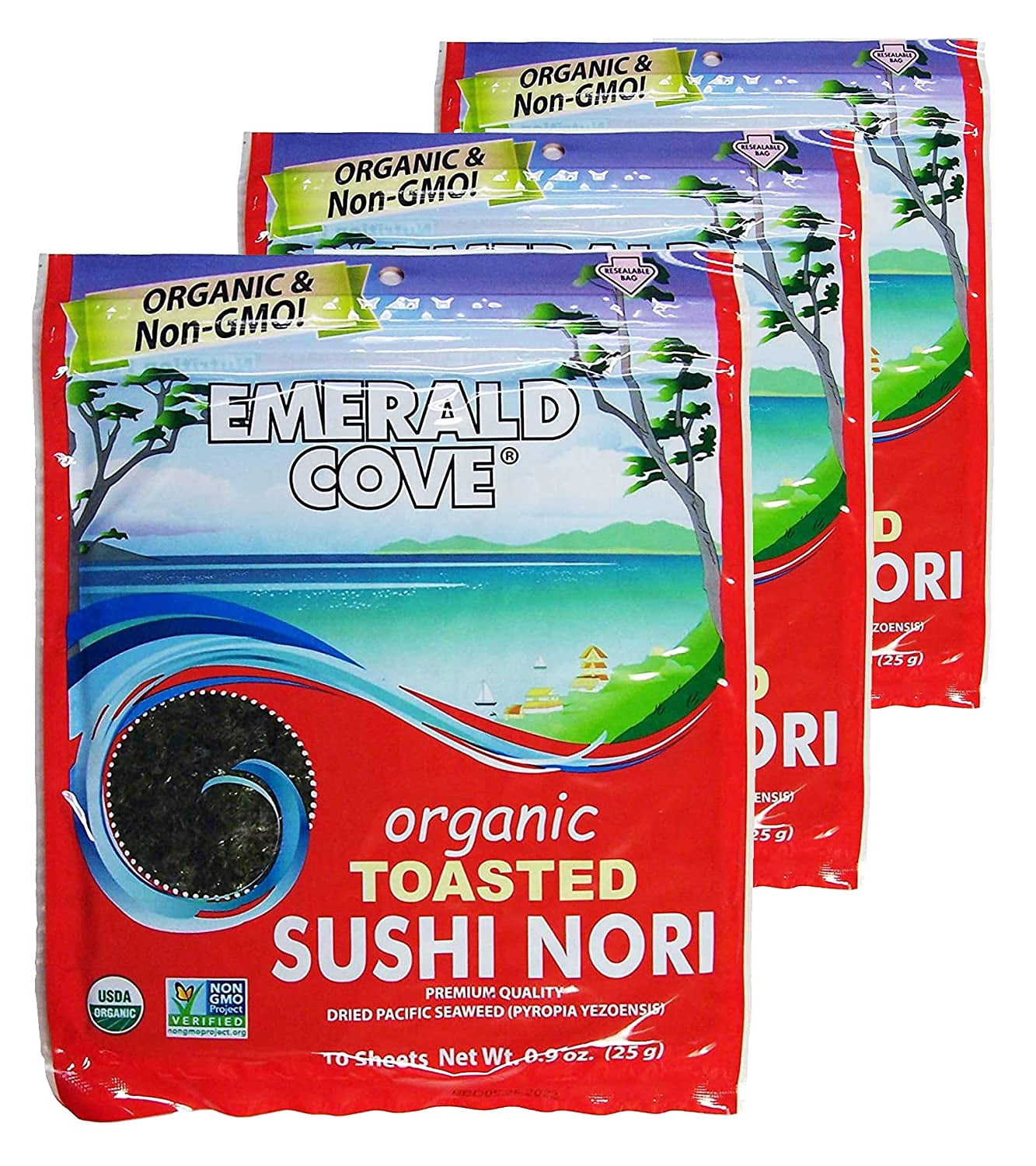 Organic Nori Sheets for Sushi, Onigiri, Wraps, Non-GMO, Roasted Nori ...