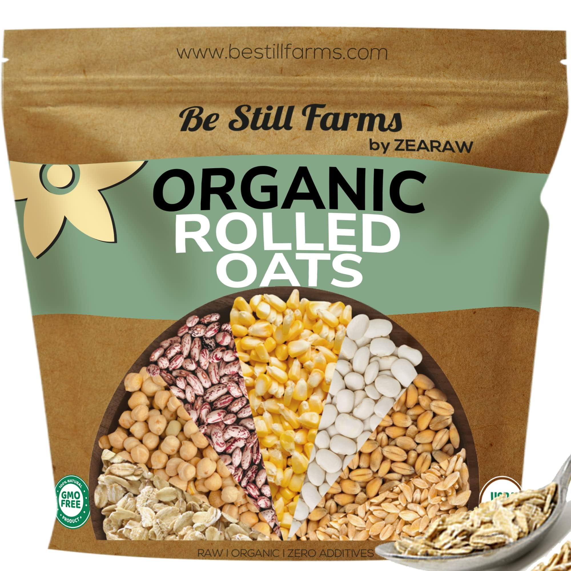Organic Oatmeal Regular Rolled OKA4 Oats - Old Fashioned Oat Bulk (2.8 ...
