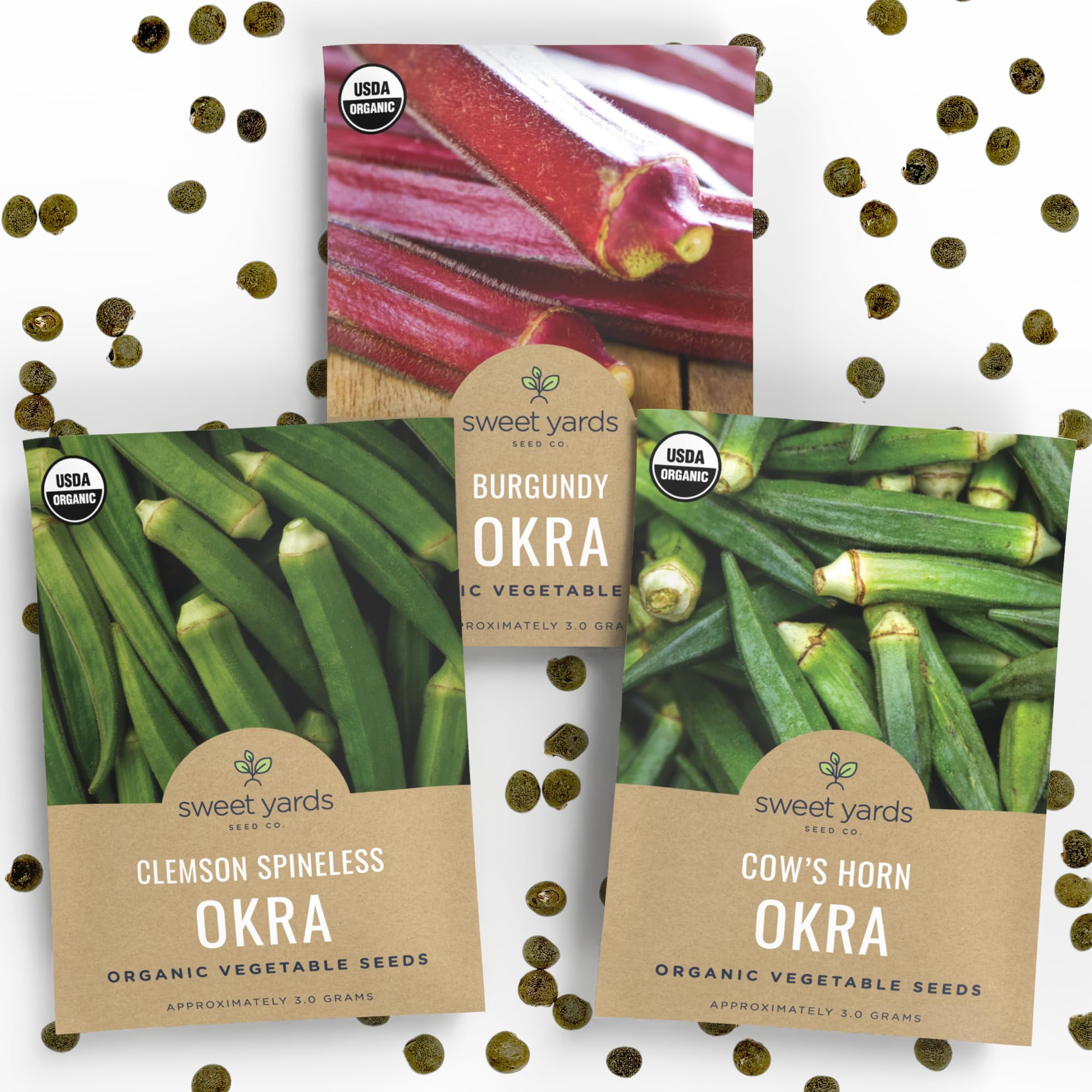 Organic Okra Lovers TWE5 Seeds Variety Pack - 3 Individual Packs - 2025 ...