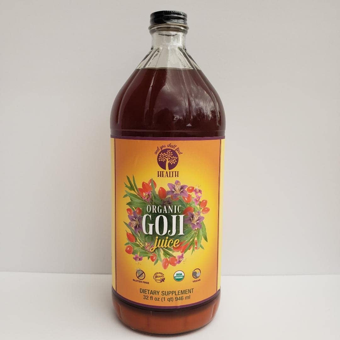 Organic Only GOJI Fruit Juice 100% Pure Puree 32oz (1qt) GLASS Bottle - The Happy Berry Vitamin ...