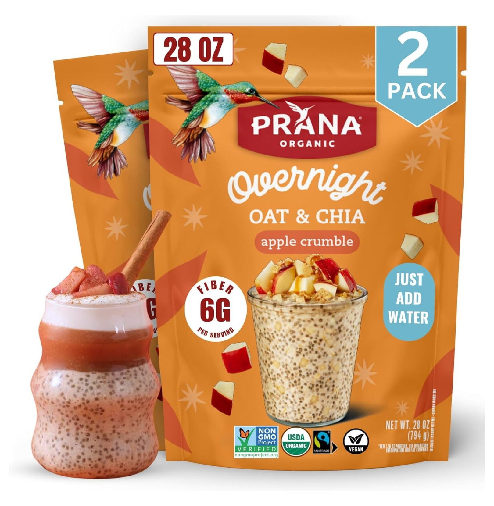 Organic Overnight Chia with Oats Apple Crumble | Rich in Fiber ...